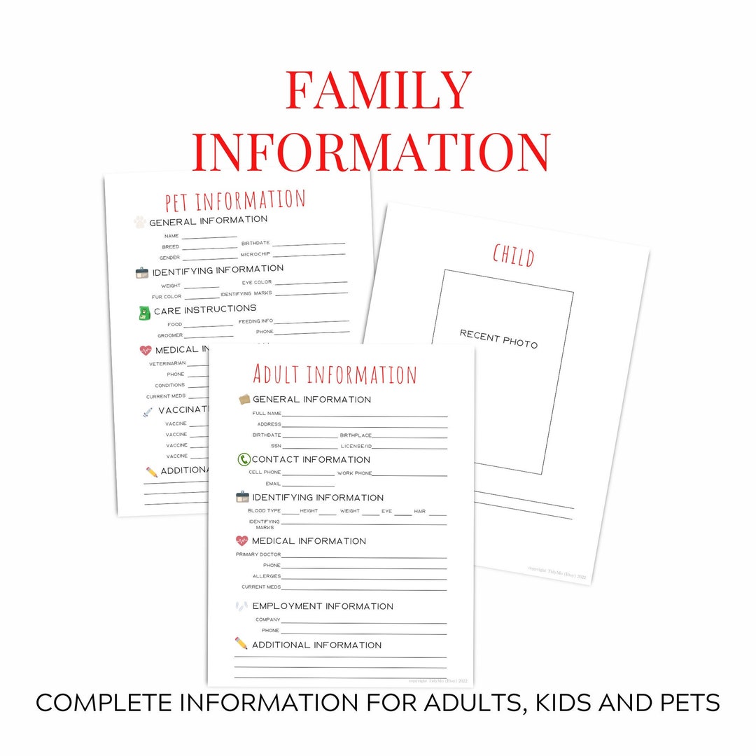 Complete Family Information Printables - Etsy