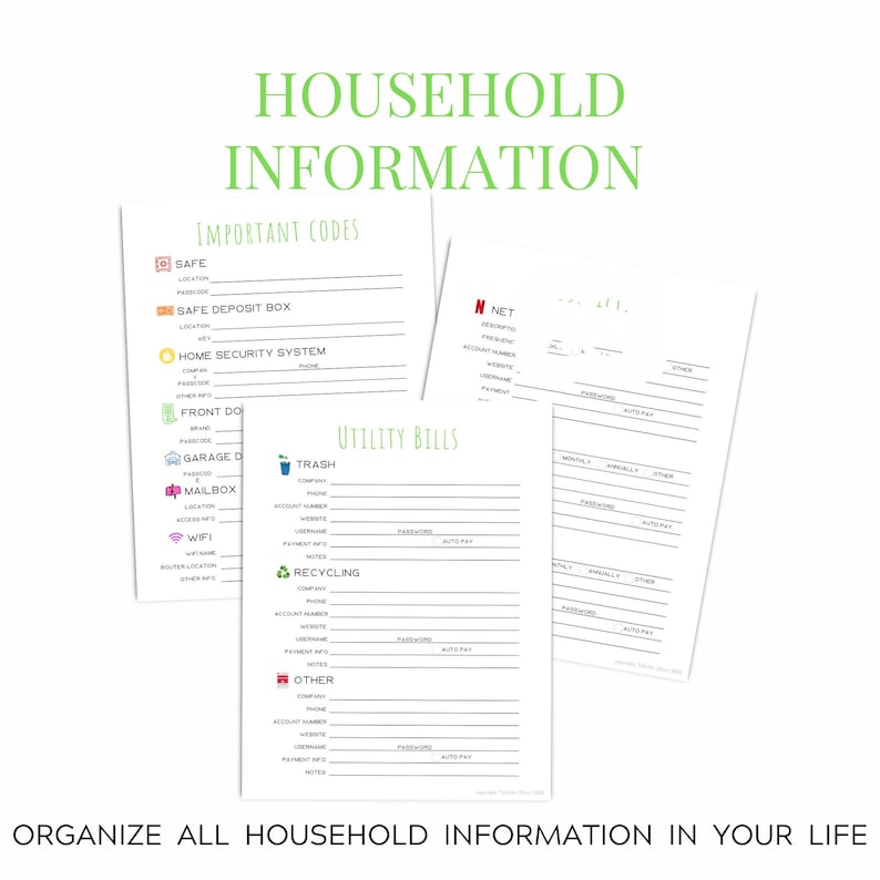 Complete Household Information Printable - Etsy