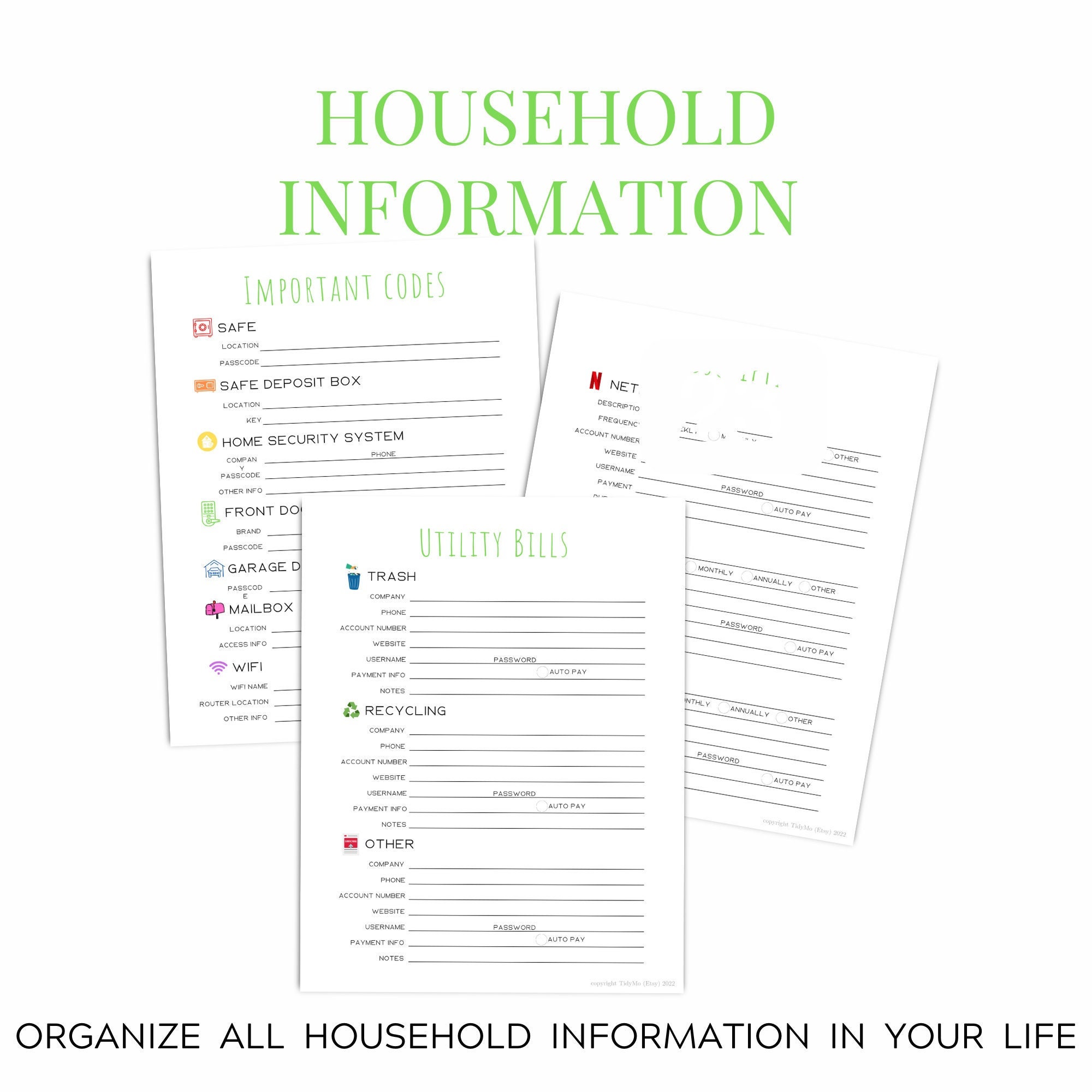 Complete Household Information Printable - Etsy