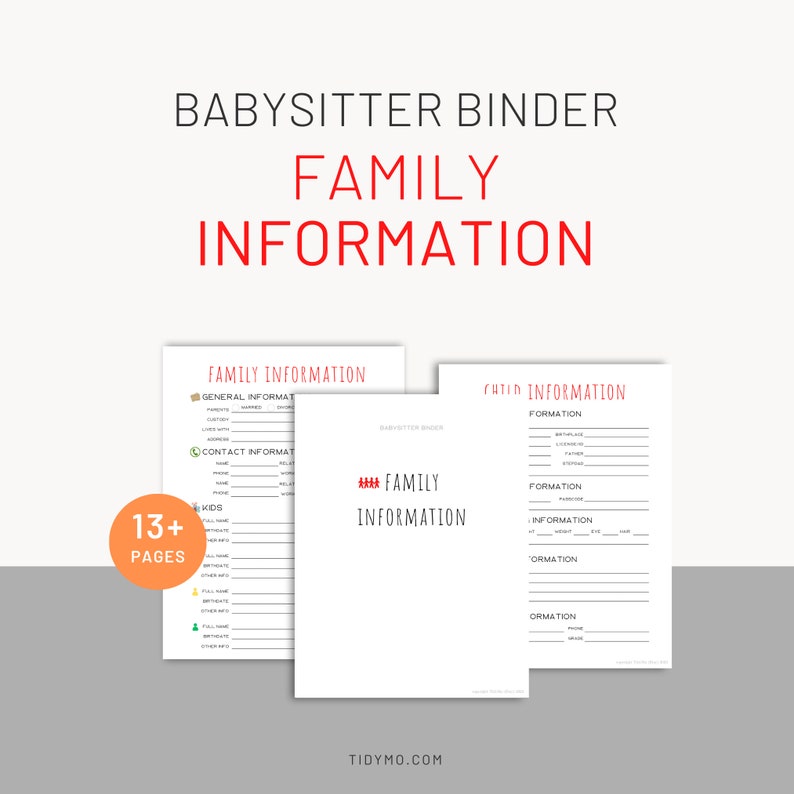 Babysitter Binder, House Sitting Binder, Babysitter Planner, Nanny ...