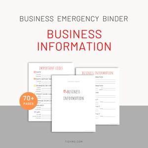Small Business Emergency Binder • Printable & Fillable SOP Organizer ...