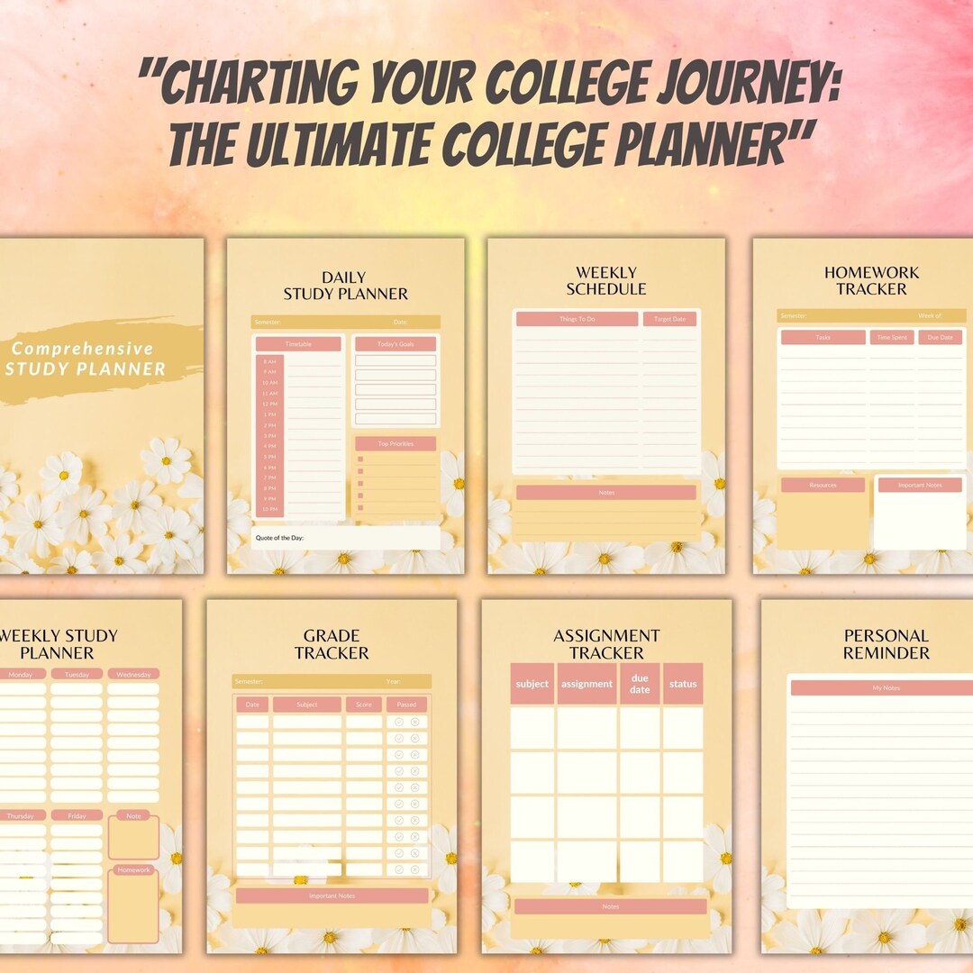 Fully Personalized College Student Study Tracker - Printable Student ...