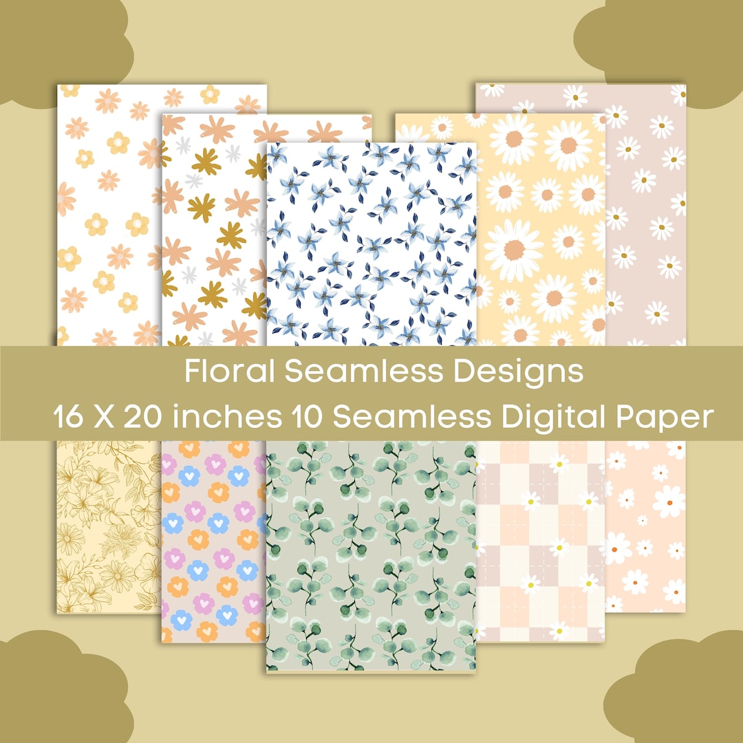 Printable Floral Design Scrapbook Paper Pattern - Digital Downloadable ...