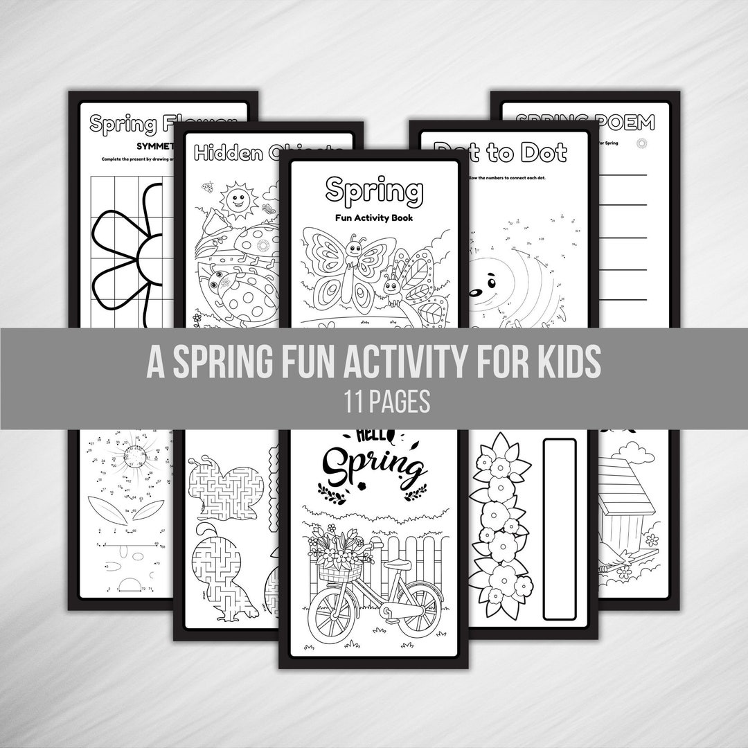 Spring Activity Book for Kids, Coloring Pages (PDF, PNG, JPG) - Etsy