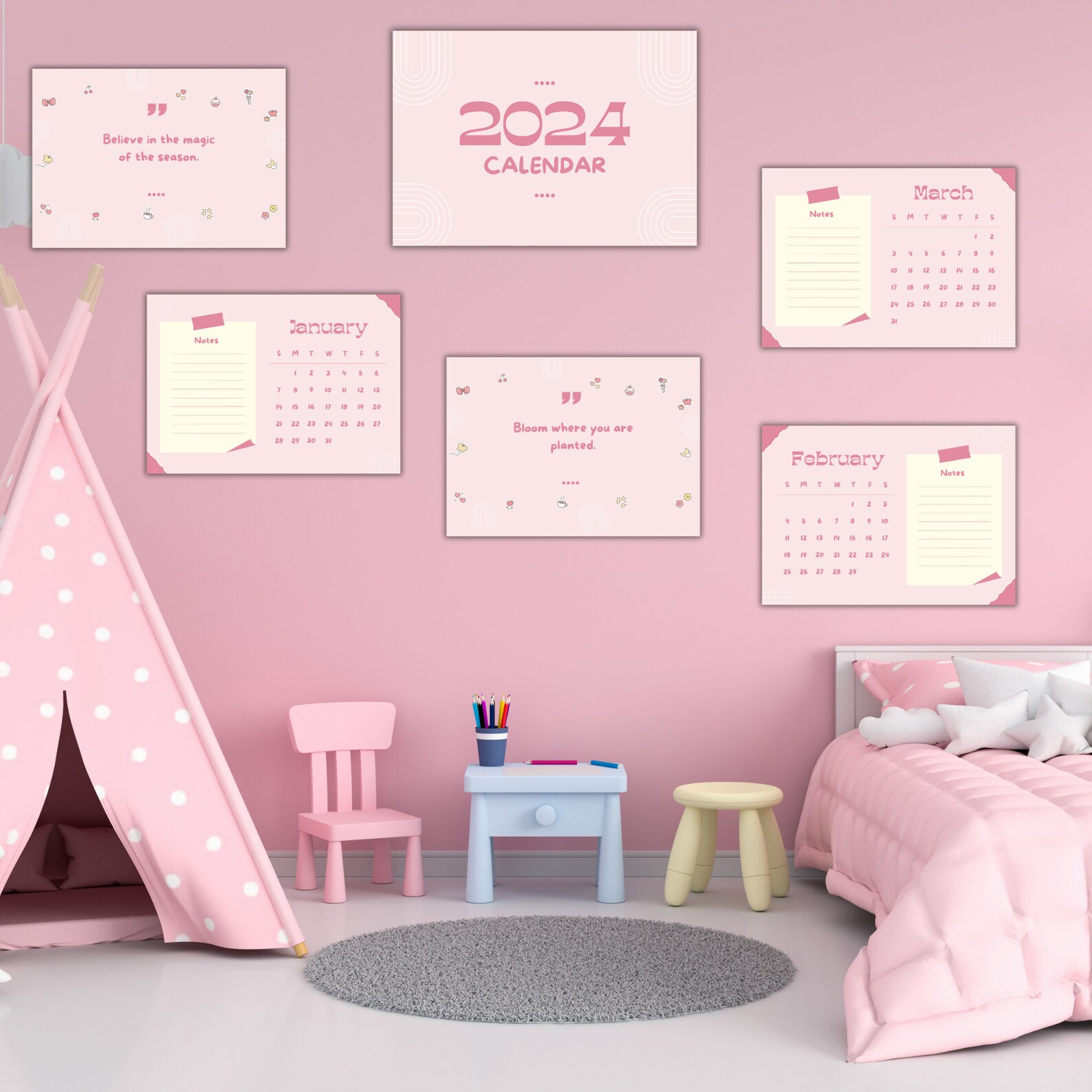 Customizable 2023 Desk Calendar Planner - Instant Downloadable Yearly ...