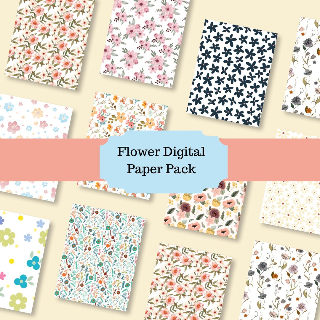 Digital Scrapbook Decorative Paper Pattern Pack - Seamless Floral ...