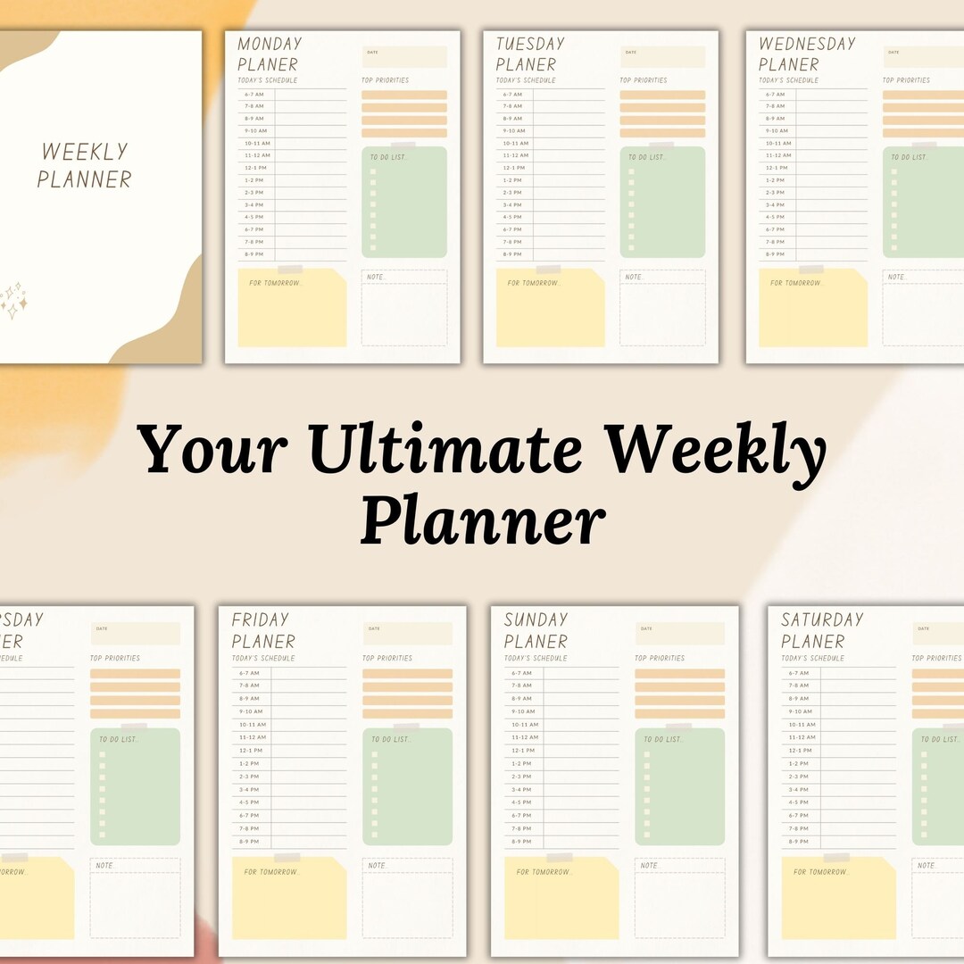 Editable Weekly Planner Template - Printable To-do List (digital ...