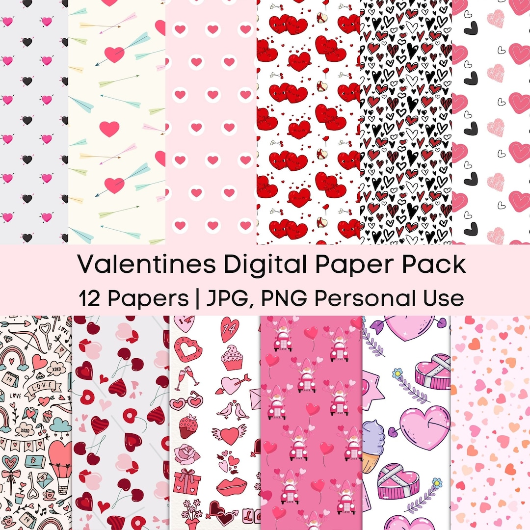 Printable Valentines Seamless Pattern - Digital Scrapbook Paper ...