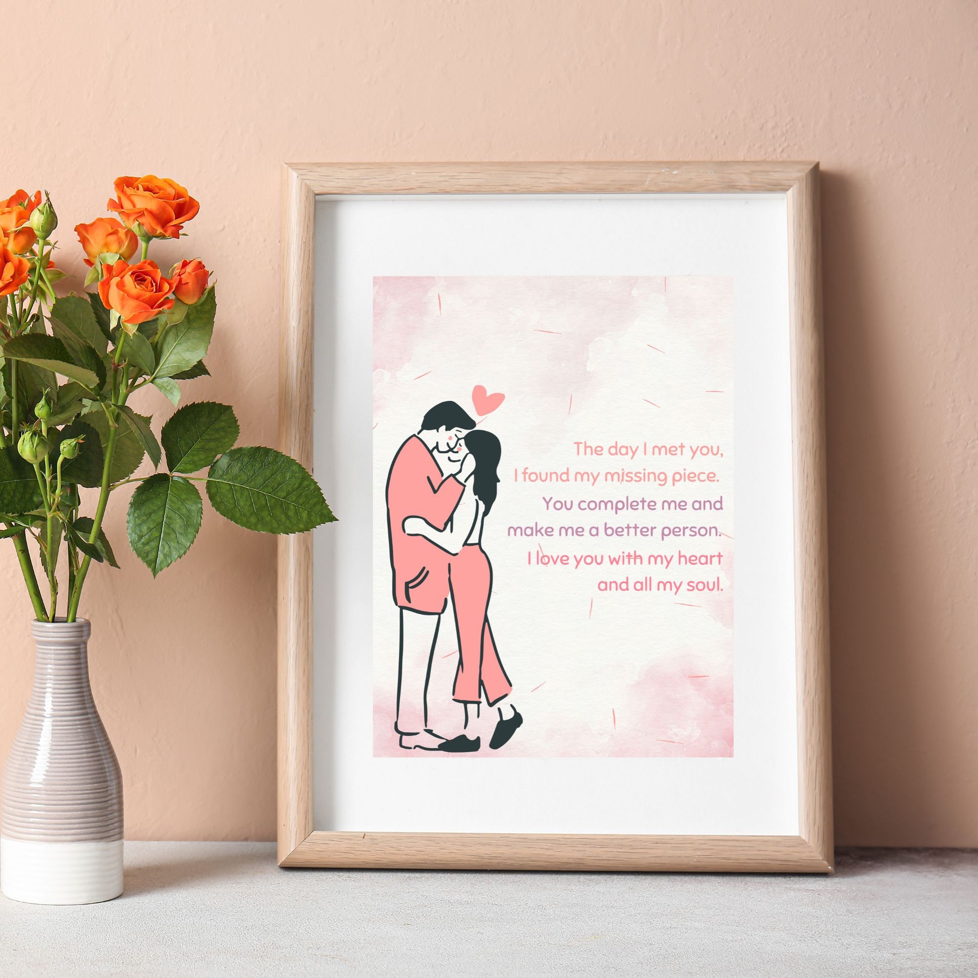Printable Romantic Valentines Day Wall Decor - Digital Downloadable ...