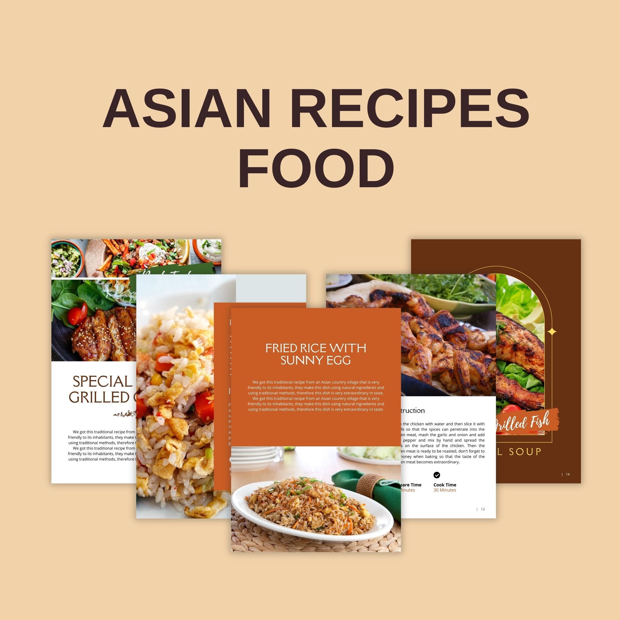 Editable Asian Recipe Cookbook Template – Printable Ebook (instant ...