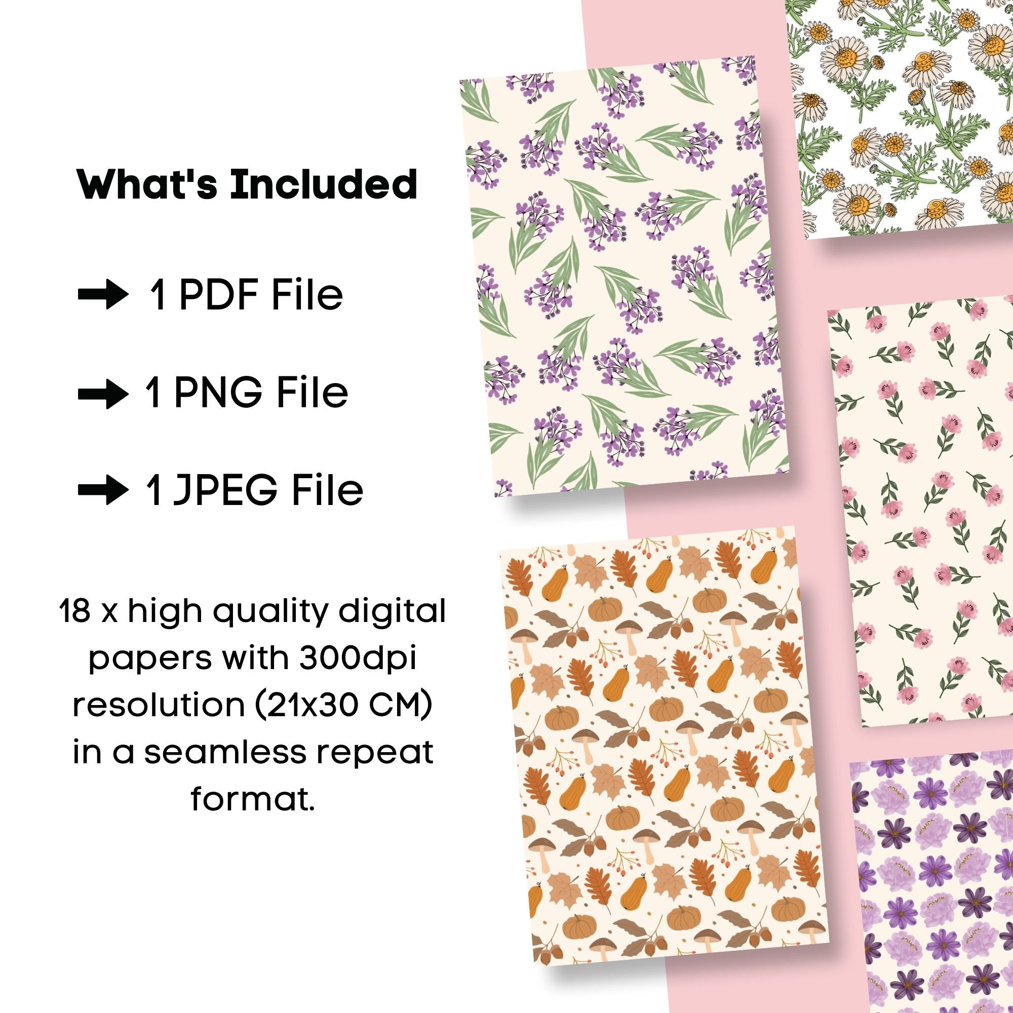 Printable Scrapbook Digital Paper Pack Pattern Bundle - Background ...