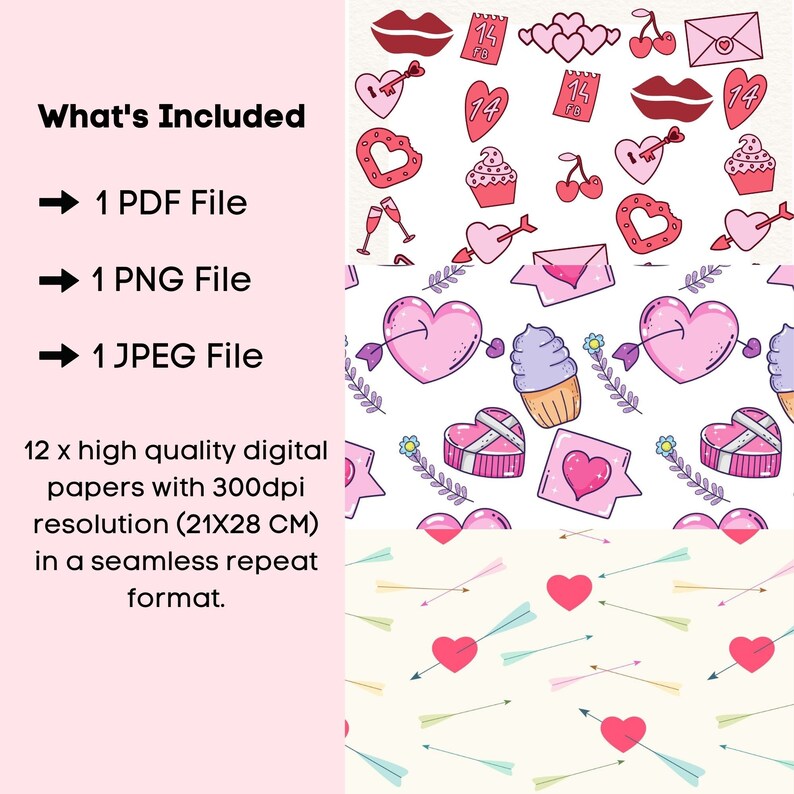 Printable Valentines Seamless Pattern - Digital Scrapbook Paper ...