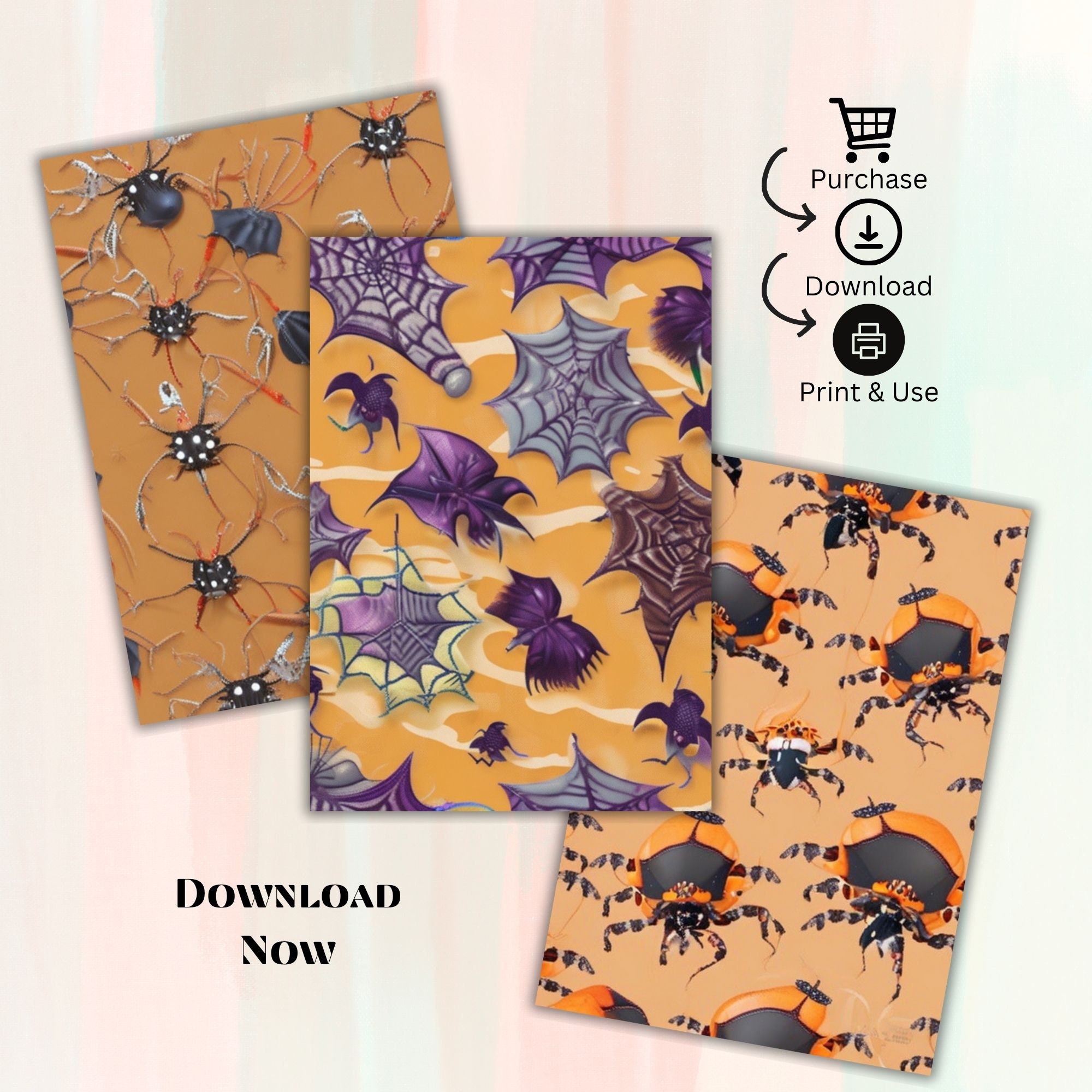 Printable Pumpkin Seamless Pattern Pack Skull Spooky - Etsy