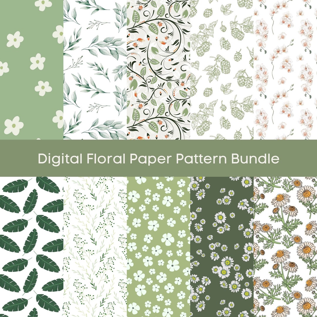 Digital Downloadable Seamless Paper Pattern Bundle Printable Scrapbook ...