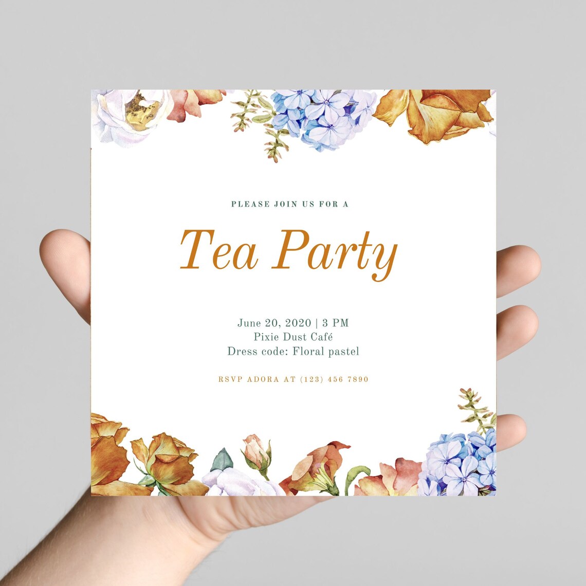 Editable Floral Tea Party Invitation Minimalist Birthday Tea - Etsy