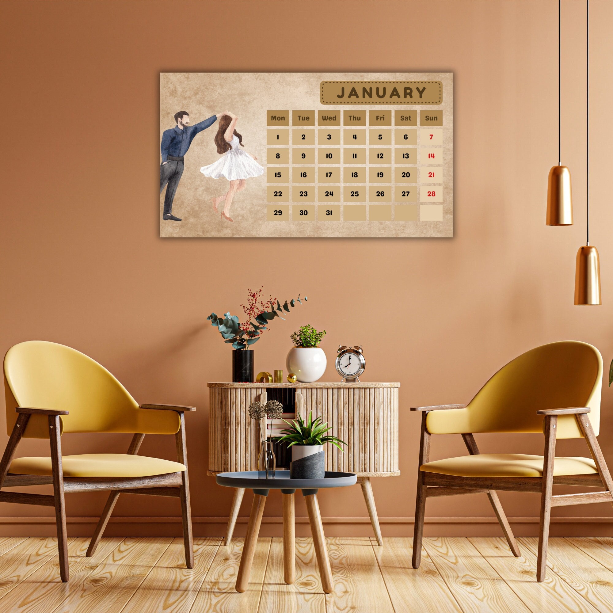 Printable 2023 Yearly Calendar - Customizable Annual Desk Digital ...