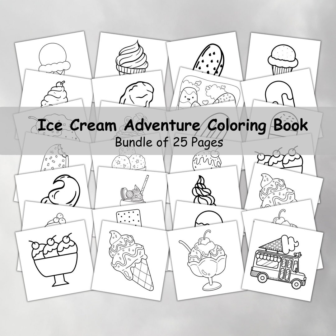 Ice Cream Coloring Book for Kids Printable Ice Cream Coloring Pages Ice ...