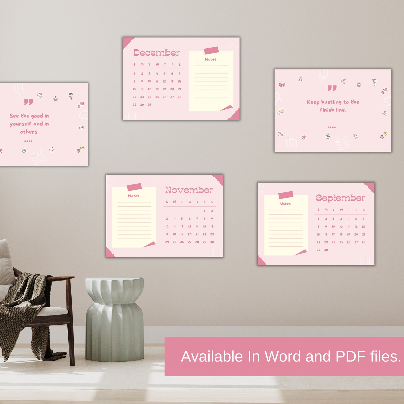 Customizable 2023 Desk Calendar Planner - Instant Downloadable Yearly ...