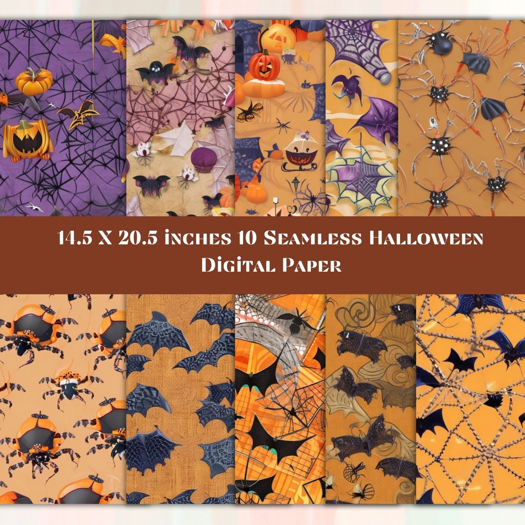 Printable Pumpkin Seamless Pattern Pack - Skull Spooky Seamless Pattern ...