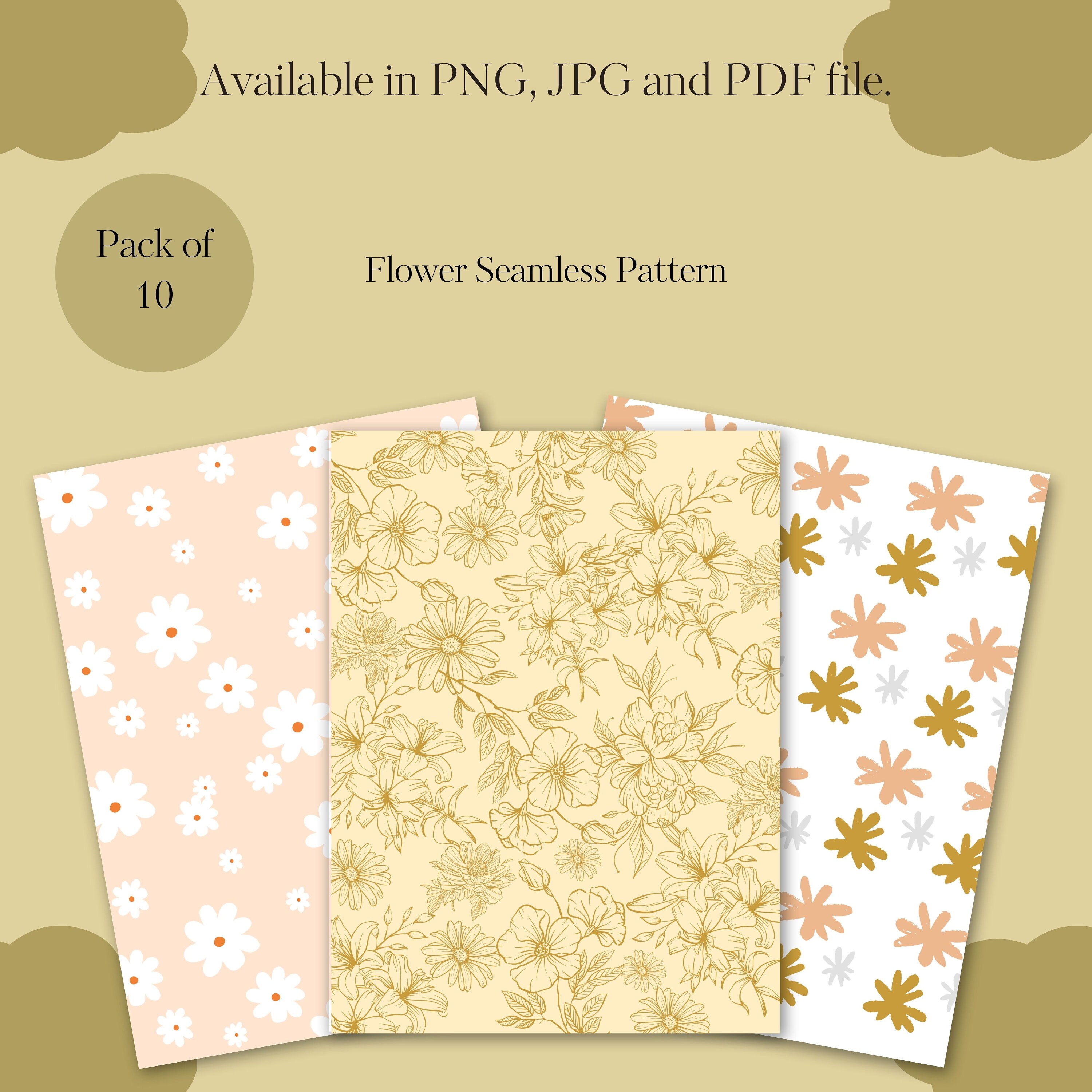 Printable Floral Design Scrapbook Paper Pattern Digital Downloadable ...