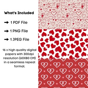 Valentines Hearts Seamless Pattern Digital Paper - Printable Happy ...