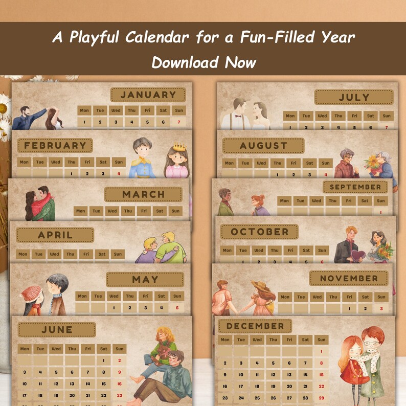 Printable 2023 Yearly Calendar - Customizable Annual Desk Digital ...