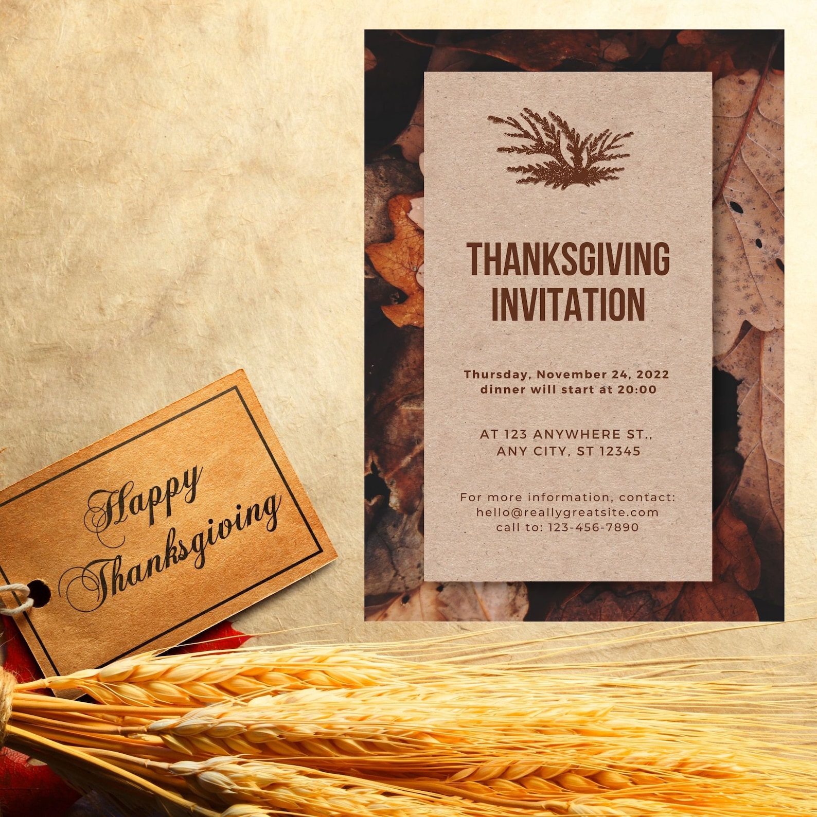 Editable Thanksgiving Invitation Canva Template - Digital Fall Invites ...