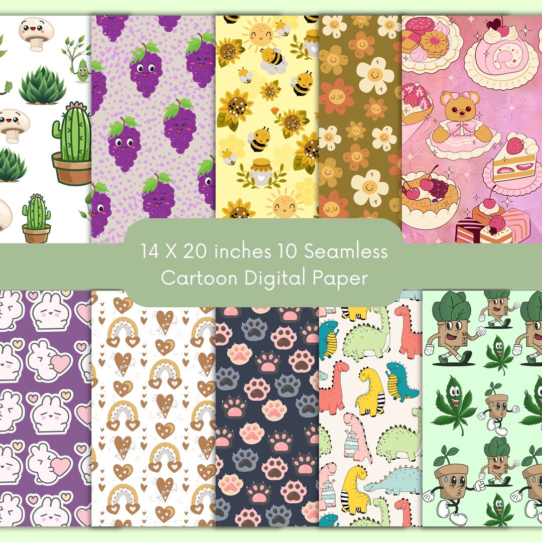 Printable Cartoonish Seamless Paper Pattern - Instant Downloadable ...