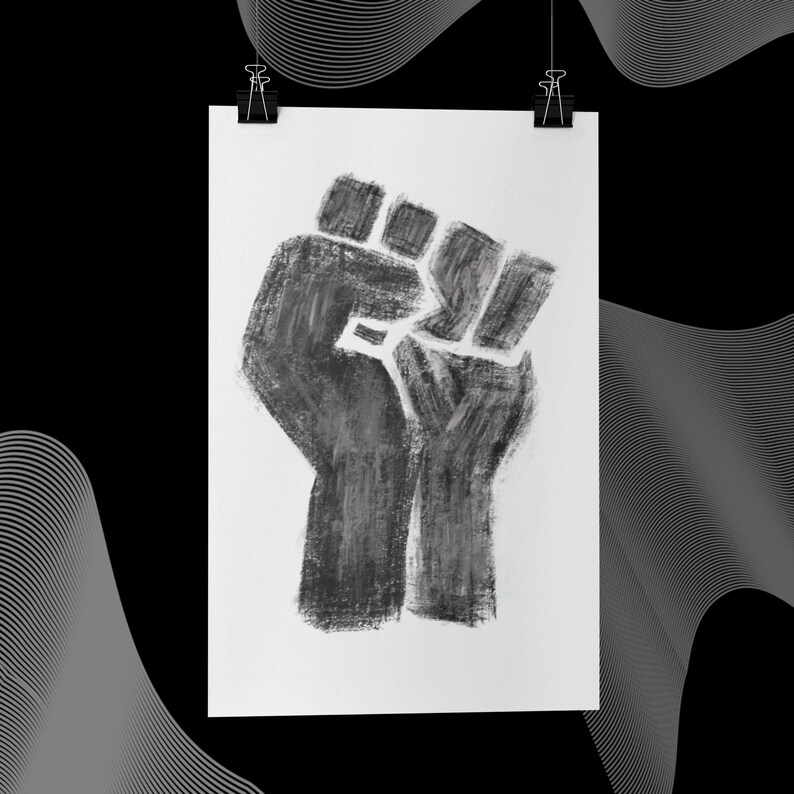 Black Power Fist | Linen Paper Print - Etsy