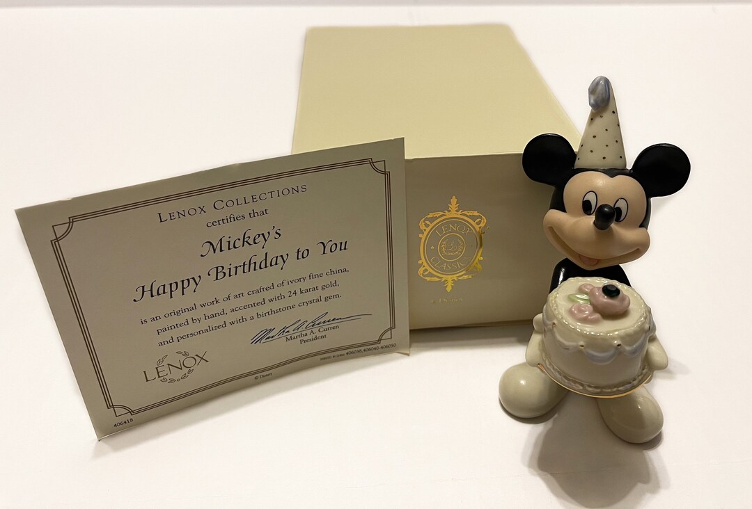 Lenox Collections Mickeys Happy Birthday to You Emerald Gem Porcelain ...