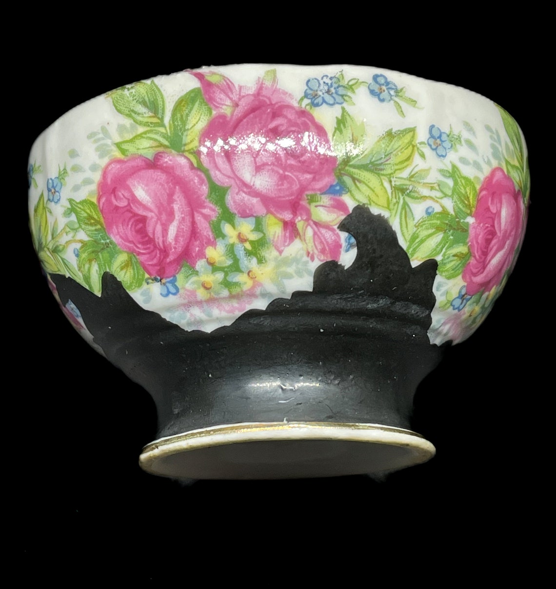 Vintage Hand-painted Occupied Japan Trimont China Black White W/pink ...