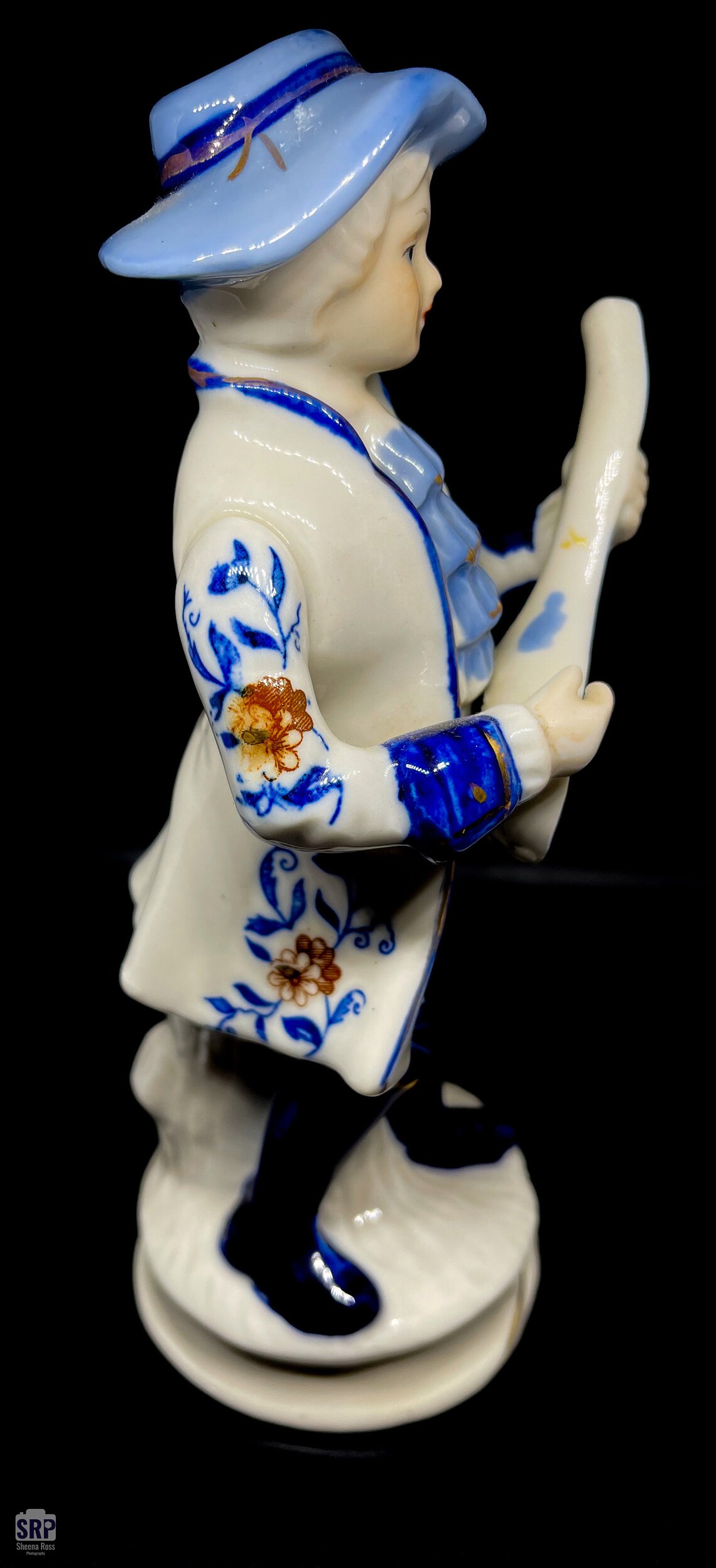 Vintage Blue & White Colonial Man W/lute Porcelain Figure - Etsy