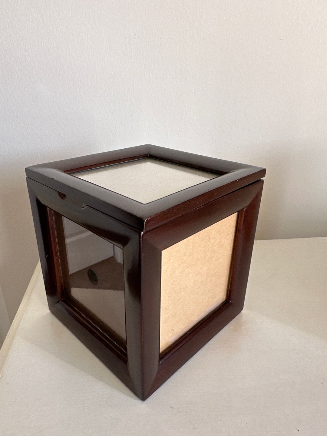 The Bombay Company Vintage Photo Cube in Dark Mahogany Wood - Etsy