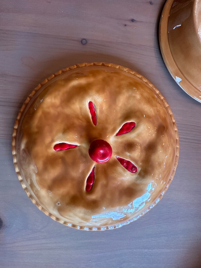 Vintage 1988 Ceramic Cherry Pie Plate With Lid - Etsy