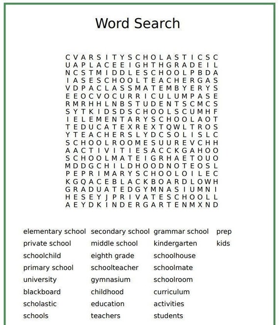 Digital School Word Search - Etsy