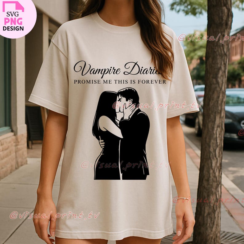 Damon & Elena SVG PNG for Your Creation. Two the Vampire Diaries Design ...