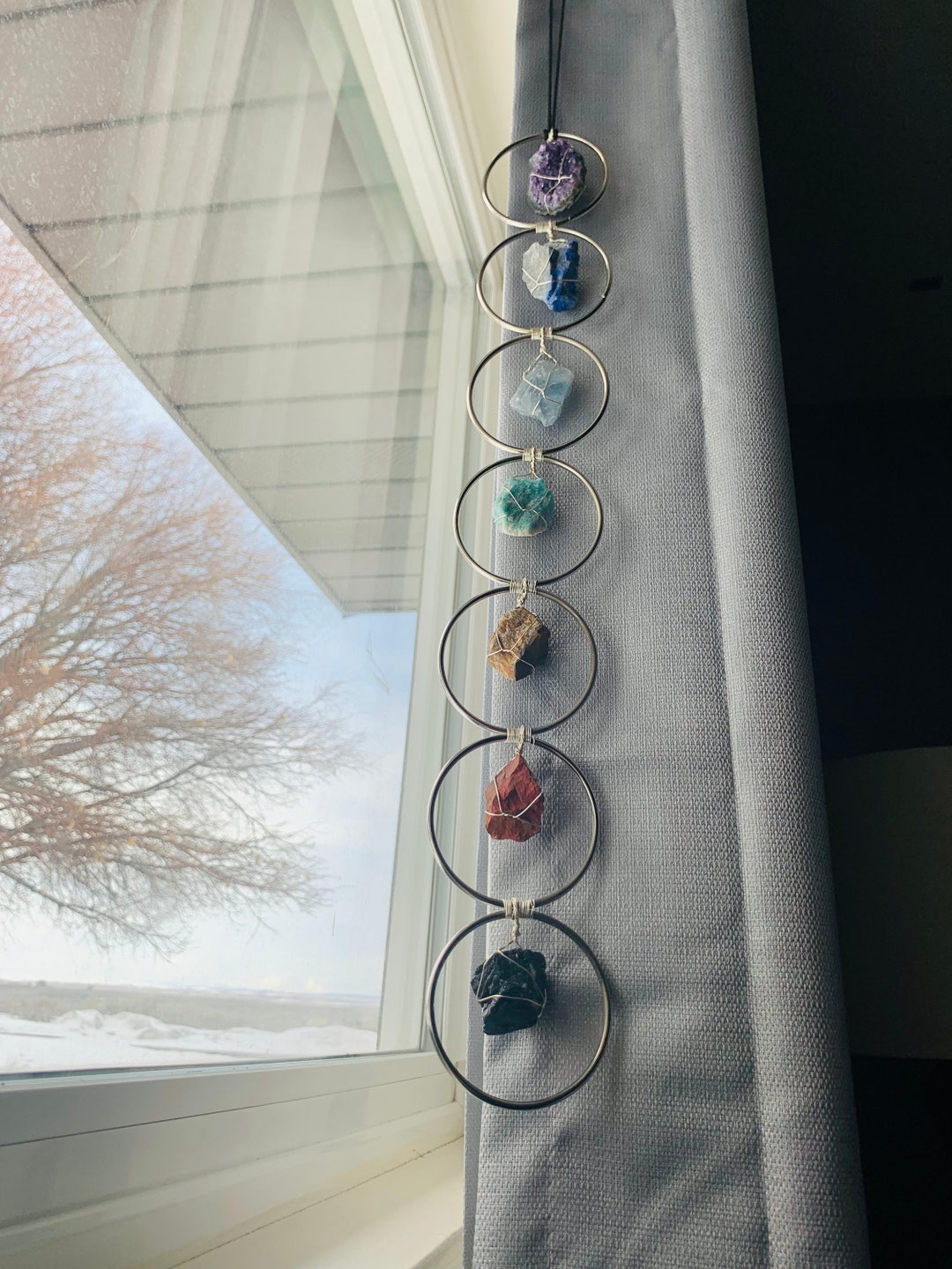 Beautiful Raw Gemstone Hanging Sun Catcher , Boho Decor, Crystal Decor ...