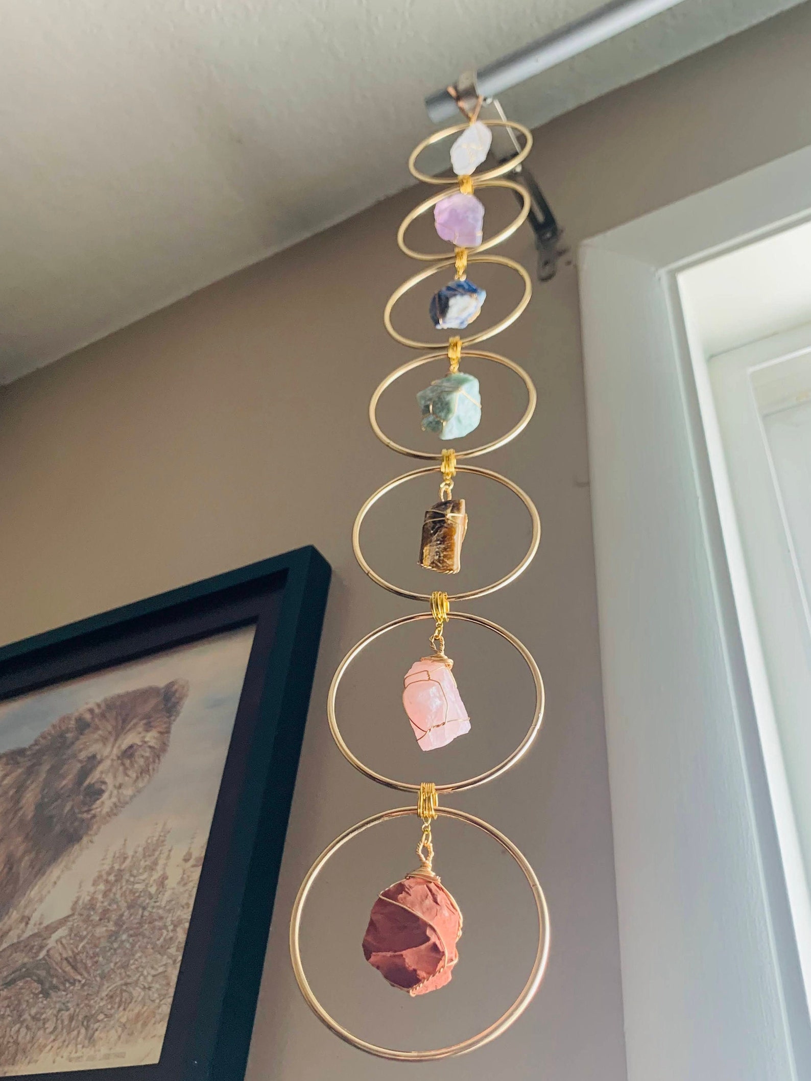 Raw Gemstone Decor, Chakra Gemstone Set, Beautiful Hanging Gemstone ...