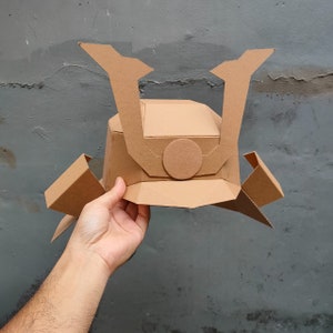 Simple Samurai Helmet With Mask Cardboard Craft Template DIY Plan ...