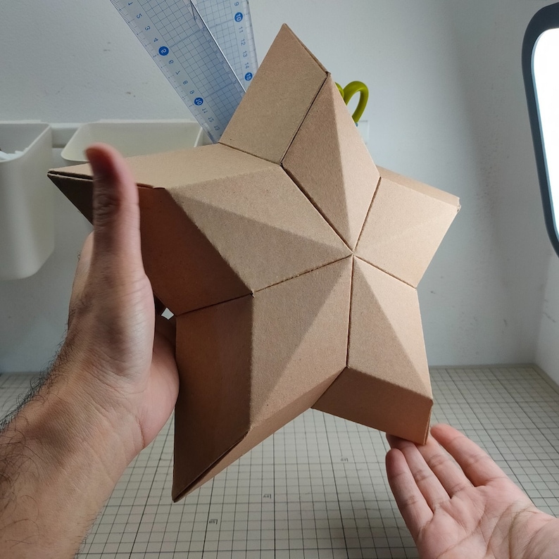 3d Star Shape Cardboard Craft Template DIY Plan. Scalable PDF Template ...