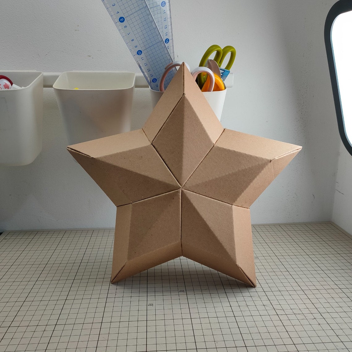 3d Star Shape Cardboard Craft Template DIY Plan - Etsy