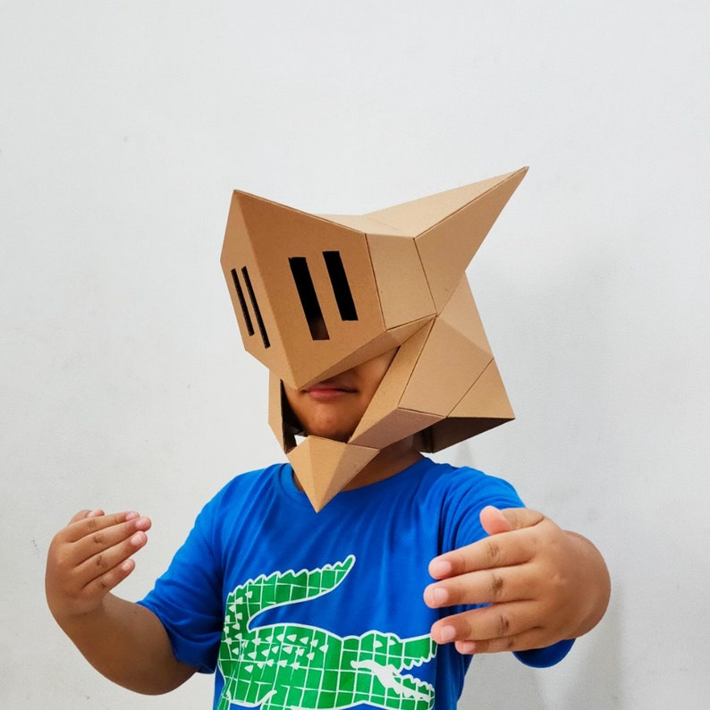Cardboard Knight Helmet With Sharp Horns Craft Template DIY Plan ...