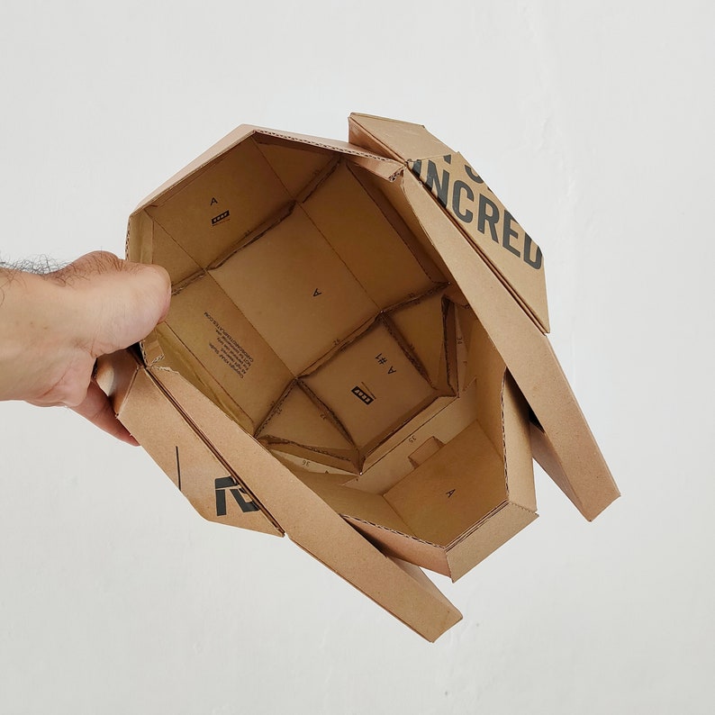 Cardboard Robot Head With Face Helmet Template. DIY Printable Pattern ...