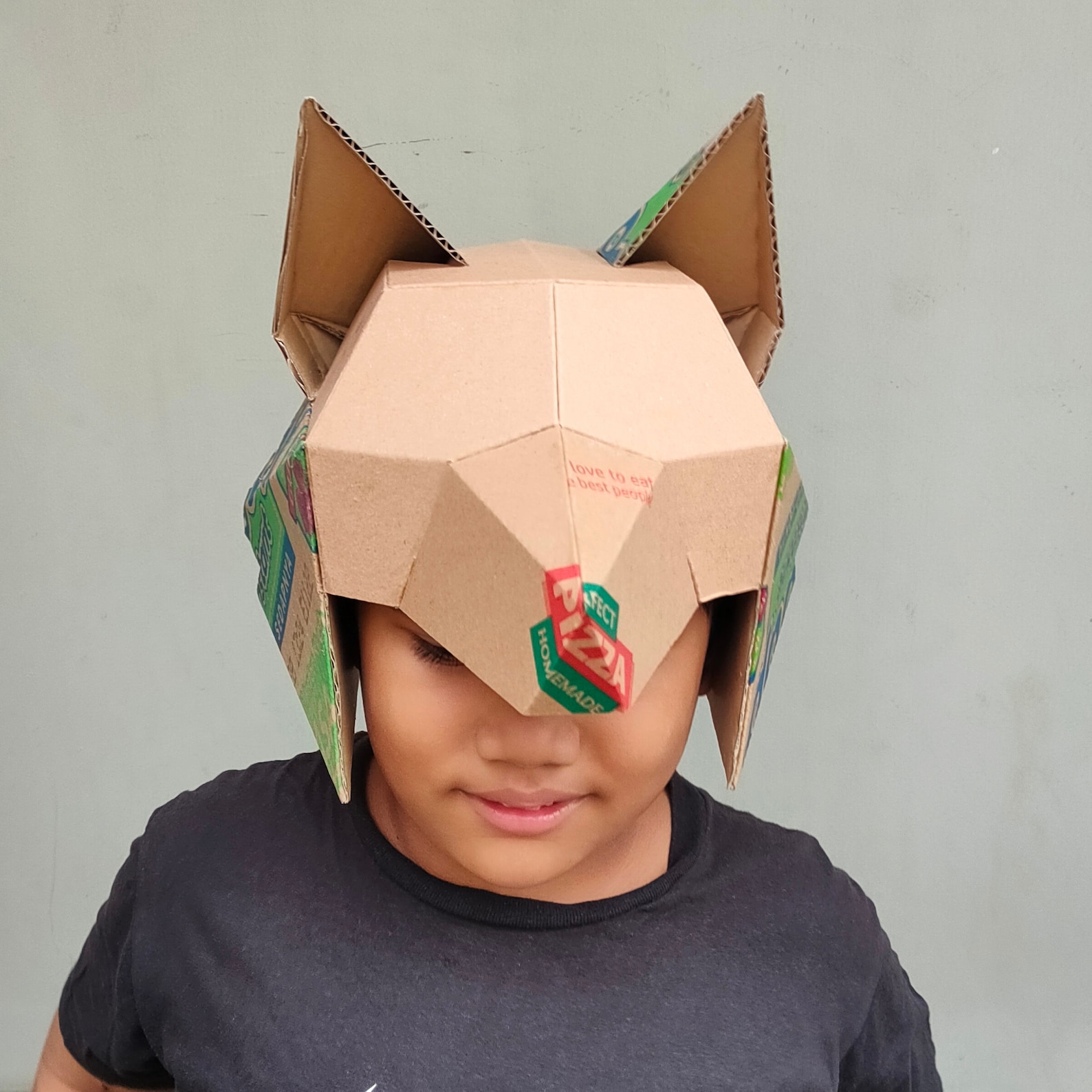 Cardboard Wolf Hat Template. Half Face Wolf Head Helmet . DIY Printable ...
