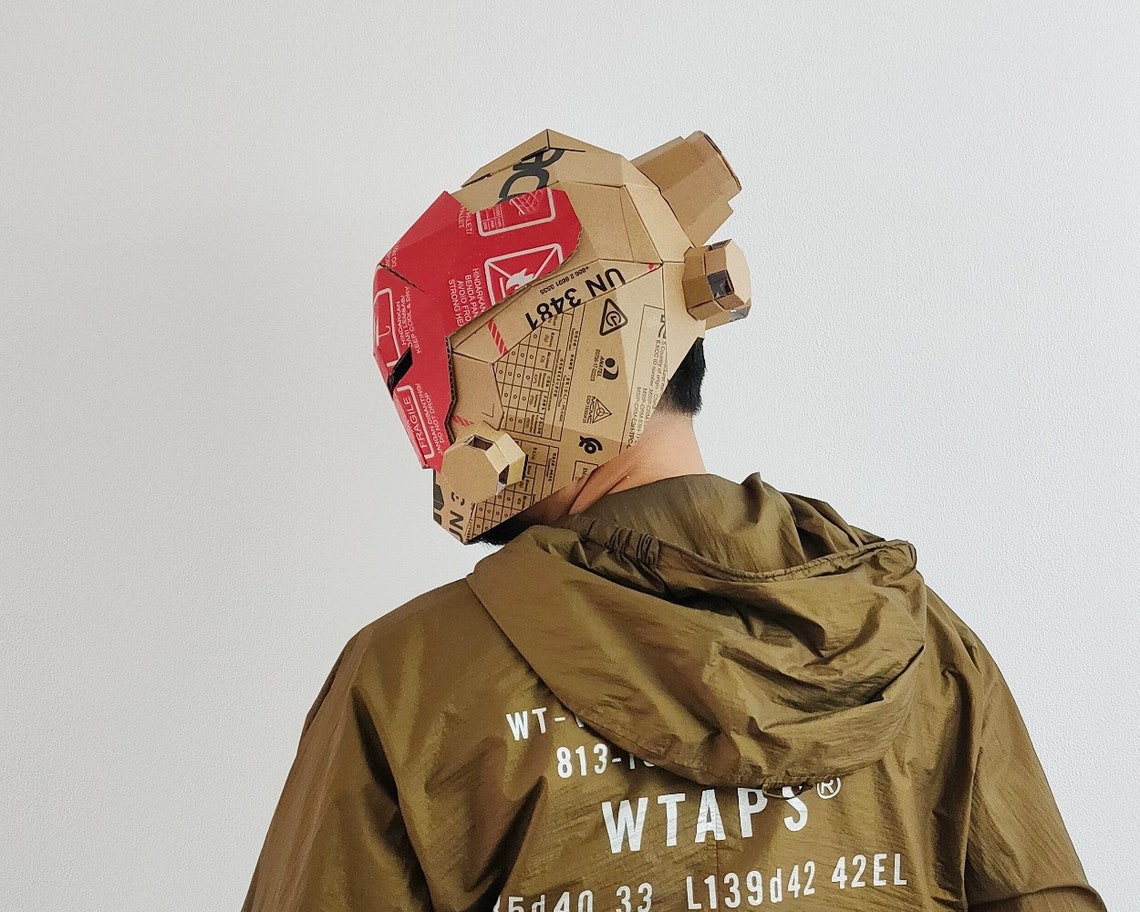 Cyberpunk Cardboard Helmet With Retractable Face - Etsy