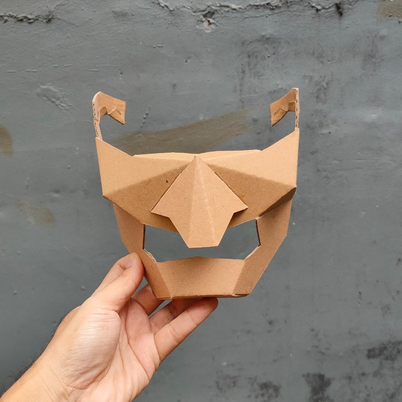 Simple Samurai Helmet With Mask Cardboard Craft Template DIY Plan - Etsy