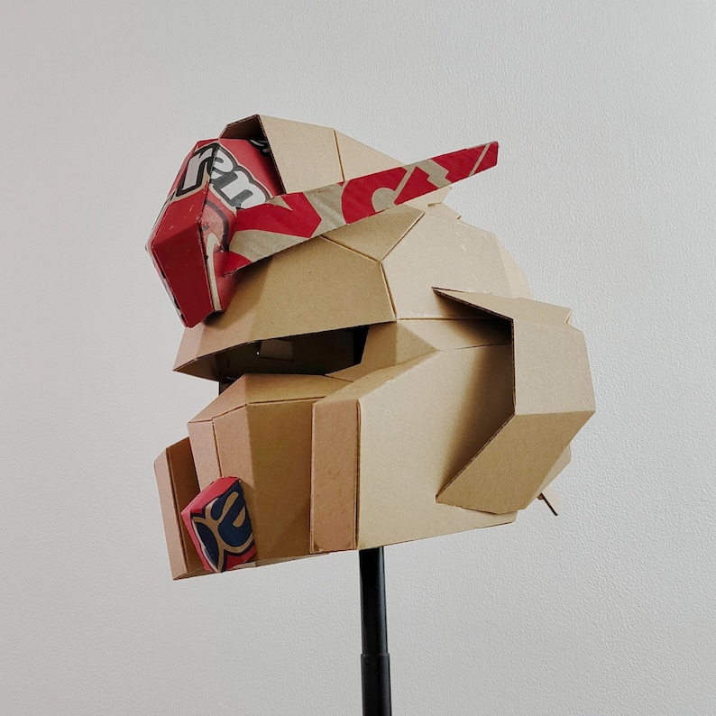Cardboard Robot or Mecha Helmet Template DIY Plan Blueprint. Scalable ...