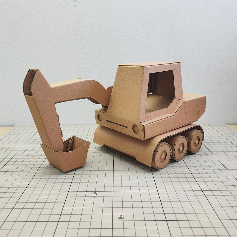 Excavator Template - DIY Cardboard Craft Pattern (scalable PDF) - Etsy
