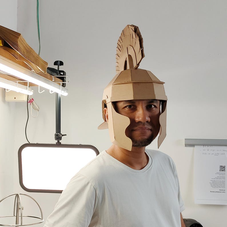 Roman Helmet Cardboard Template | Gladiator Galea Helmet (PDF Pattern ...