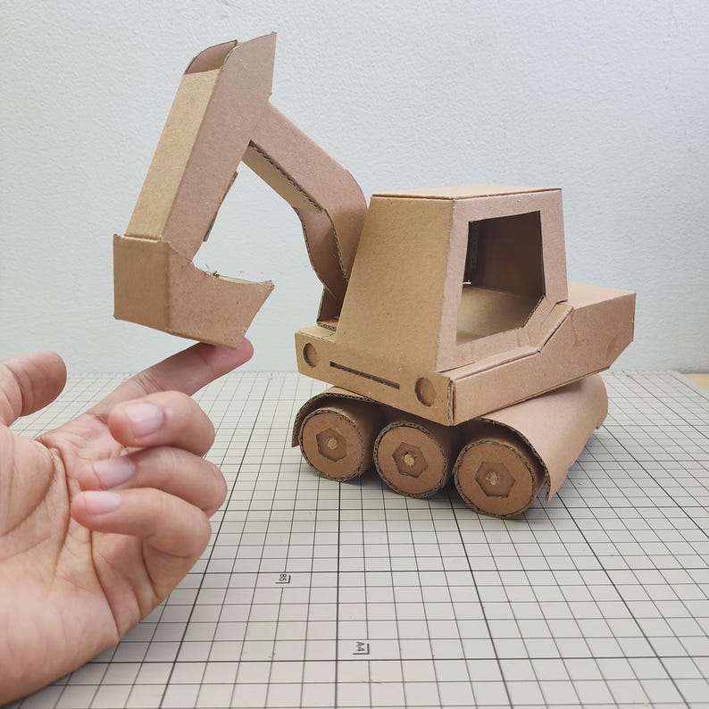 Excavator Template - DIY Cardboard Craft Pattern (scalable PDF) - Etsy